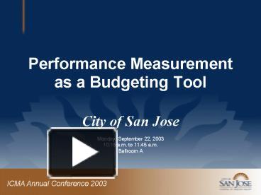 PPT – Performance Measurement as a Budgeting Tool PowerPoint ...