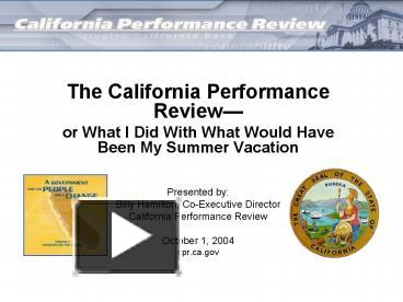 PPT – The California Performance Review PowerPoint presentation | free ...