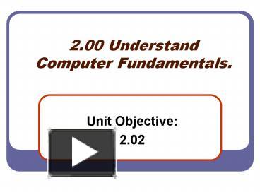 PPT – 2.00 Understand Computer Fundamentals. PowerPoint presentation ...