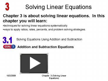 PPT – Solving Linear Equations PowerPoint presentation | free to view ...