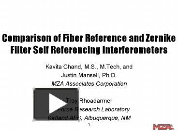 PPT – Comparison of Fiber Reference and Zernike Filter Self Referencing ...