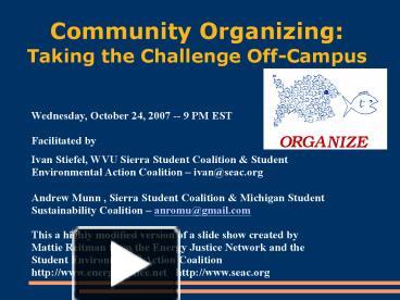 Community Organizing: presentation | free to view
