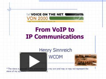 PPT – From VoIP to IP Communications PowerPoint presentation | free to ...