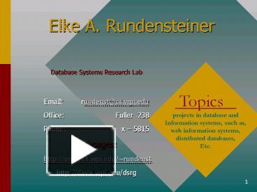 PPT – Elke A. Rundensteiner PowerPoint presentation | free to download ...