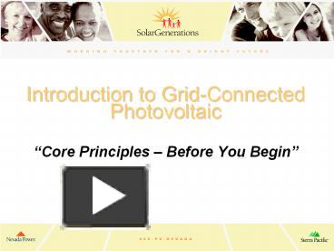 Introduction to Grid-Connected Photovoltaic presentation | free to view