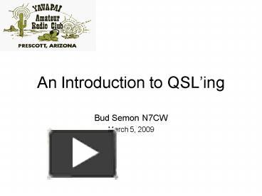 An Introduction to QSLing presentation | free to view