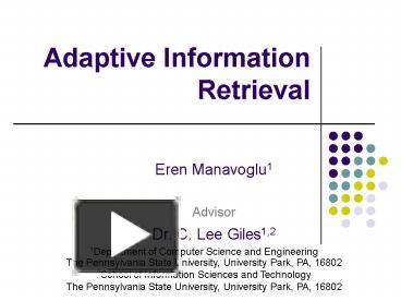 PPT – Adaptive Information Retrieval PowerPoint presentation | free to ...