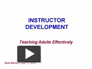 INSTRUCTOR DEVELOPMENT presentation | free to view