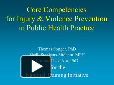 Core Competencies for Injury presentation | free to view