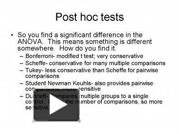Post hoc tests presentation | free to view