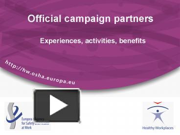 Official campaign partners presentation | free to view