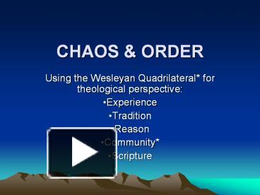 CHAOS presentation | free to view