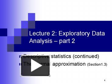 PPT – Lecture 2: Exploratory Data Analysis part 2 PowerPoint ...