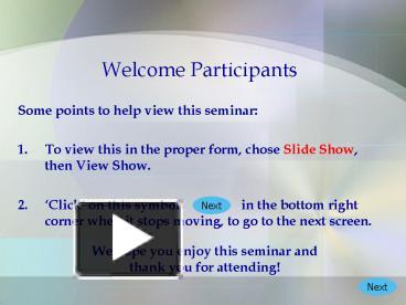 Welcome Participants presentation | free to view