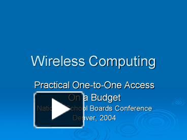 Wireless Computing presentation | free to view