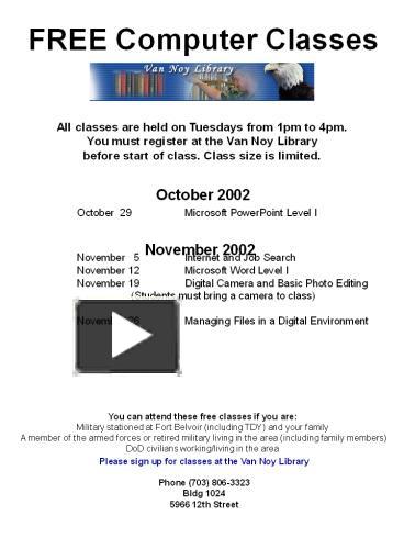 PPT – FREE Computer Classes PowerPoint presentation | free to view - id ...