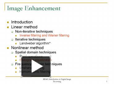 Image Enhancement presentation | free to view