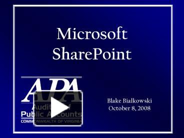 Microsoft SharePoint presentation | free to view