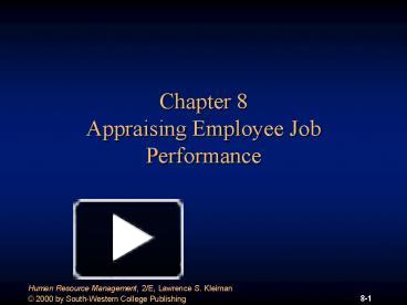 PPT – Chapter 8 Appraising Employee Job Performance PowerPoint ...