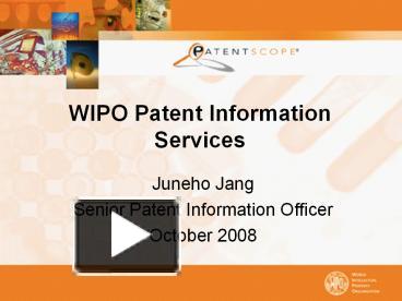 WIPO Patent Information Services presentation | free to download