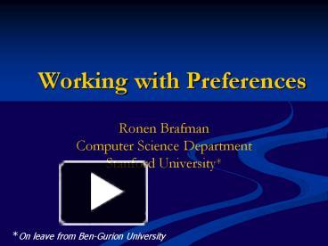 PPT – Working with Preferences PowerPoint presentation | free to ...