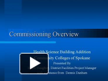 Commissioning Overview presentation | free to view