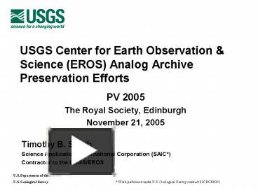 USGS Center for Earth Observation presentation | free to view