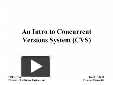 PPT – An Intro to Concurrent Versions System (CVS) PowerPoint ...