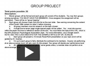 PPT – GROUP PROJECT PowerPoint presentation | free to view - id: b2ce9 ...