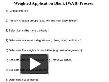 Weighted Application Blank WAB Process presentation | free to view