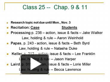PPT – Class 25 Chap. 9 PowerPoint presentation | free to view - id ...