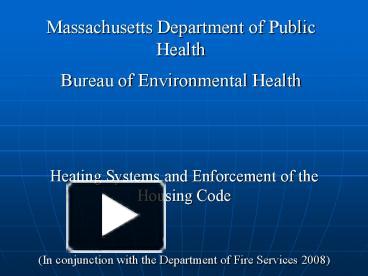 PPT – Massachusetts Department of Public Health Bureau of Environmental ...