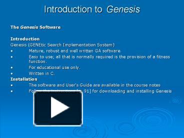 Introduction to Genesis presentation | free to view