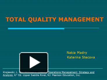 PPT – TOTAL QUALITY MANAGEMENT PowerPoint presentation | free to ...
