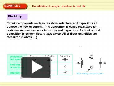 PPT – Use addition of complex numbers in real life PowerPoint ...