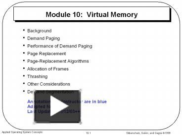 PPT – Module 10: Virtual Memory PowerPoint presentation | free to ...