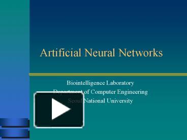 PPT – Artificial Neural Networks PowerPoint presentation | free to view ...