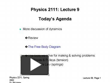 PPT – Physics 2211, Spring 2002 PowerPoint presentation | free to view ...