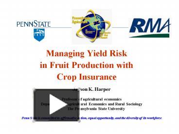 Managing Yield Risk presentation | free to view