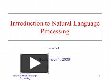 Introduction to Natural Language Processing presentation | free to download