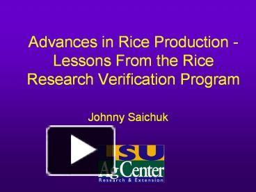 Advances in Rice Production - Lessons From the Rice Research ...