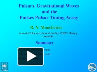 Pulsars, Gravitational Waves presentation | free to view