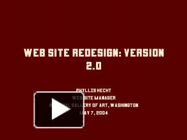 PPT – Web Site Redesign: Version 2.0 PowerPoint presentation | free to ...