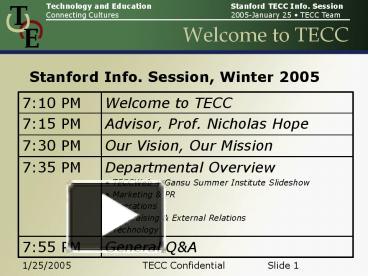 Welcome to TECC presentation | free to view