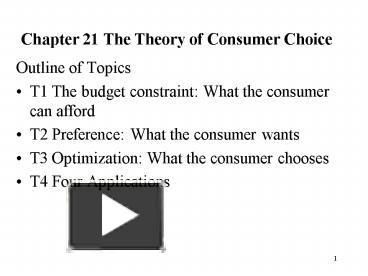 Chapter 21 The Theory of Consumer Choice presentation | free to view