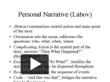 Personal Narrative Labov presentation | free to view