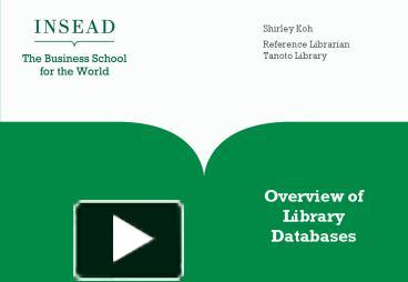 PPT – Overview of Library Databases PowerPoint presentation | free to ...