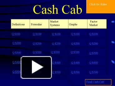 Cash Cab presentation | free to view