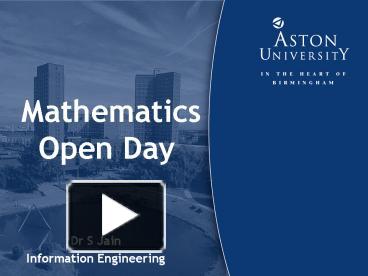 Mathematics Open Day presentation | free to view