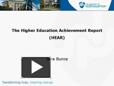 The Higher Education Achievement Report presentation | free to view